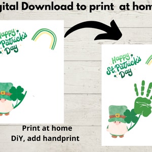Cute Leprechaun Happy St Patrick's Day Handprint Craft Art Printable ...