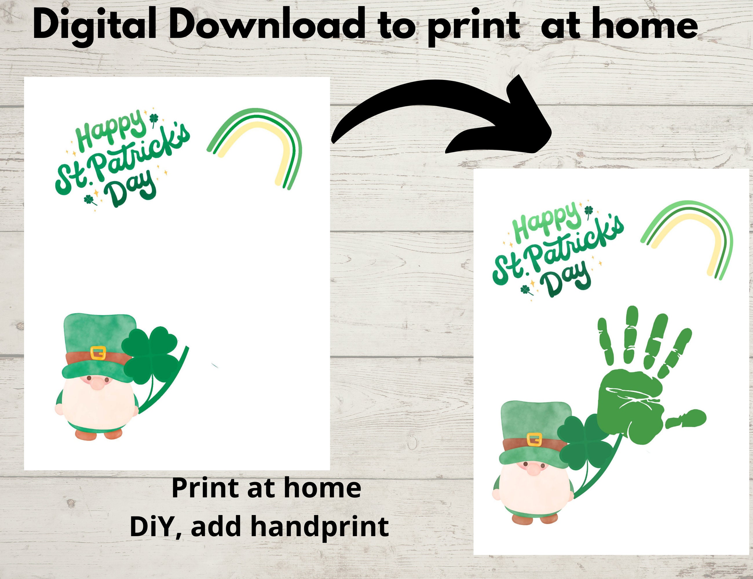 Cute Leprechaun Happy St Patrick's Day Handprint Craft Art Printable ...