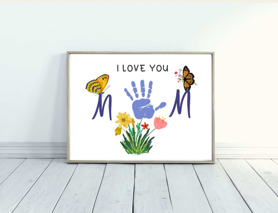 Mother's Day Flower Handprint Art, I Love You Mom Craft, Preschool ...