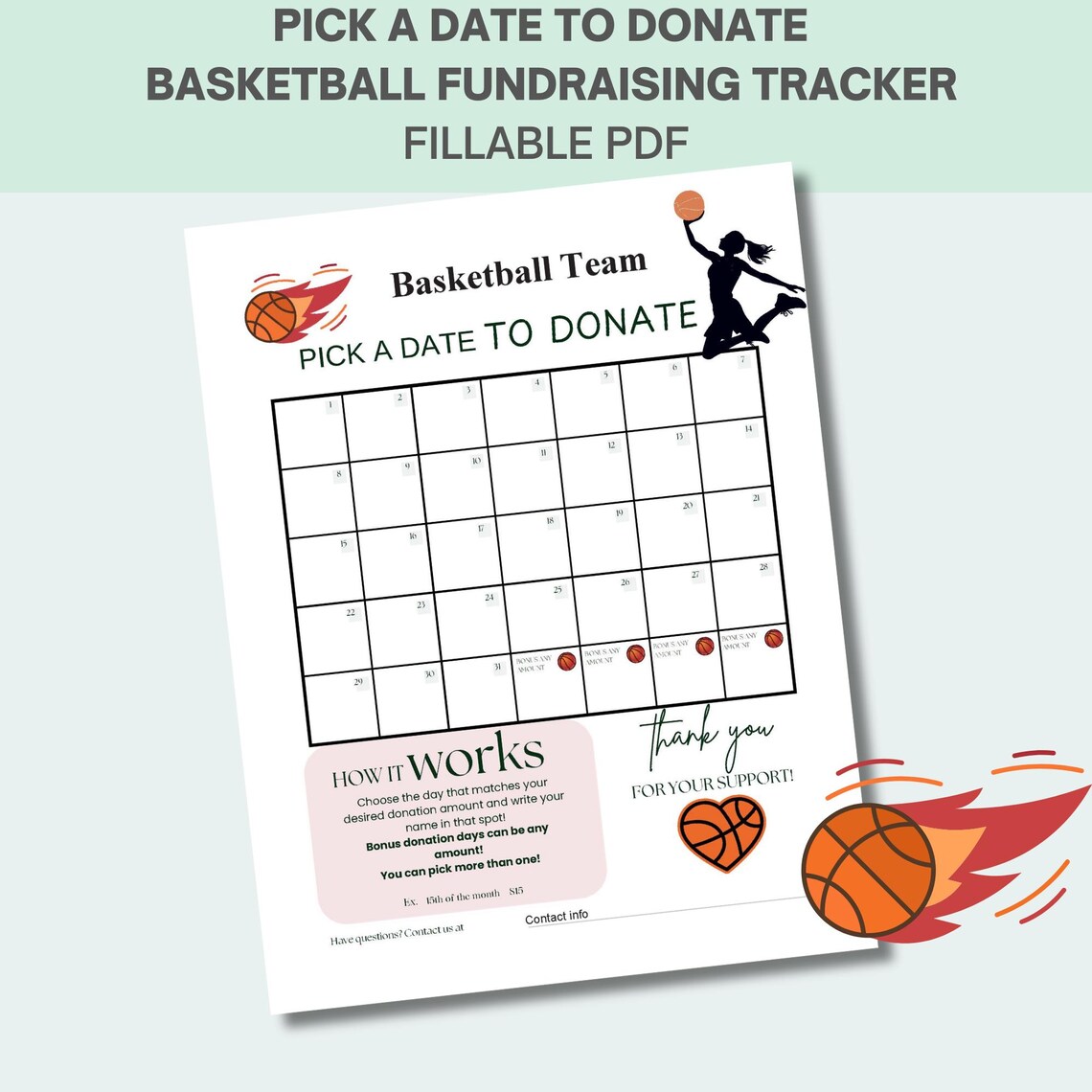 Pick a Date to Donate, Girls Basketball Fundraiser, Pick a Date ...