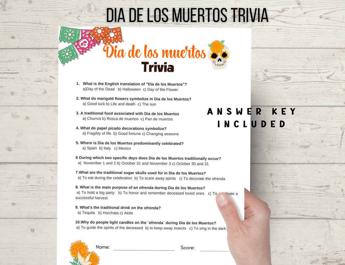 Dia De Los Muertos Trivia, Printable PDF Game for Celebrations and ...