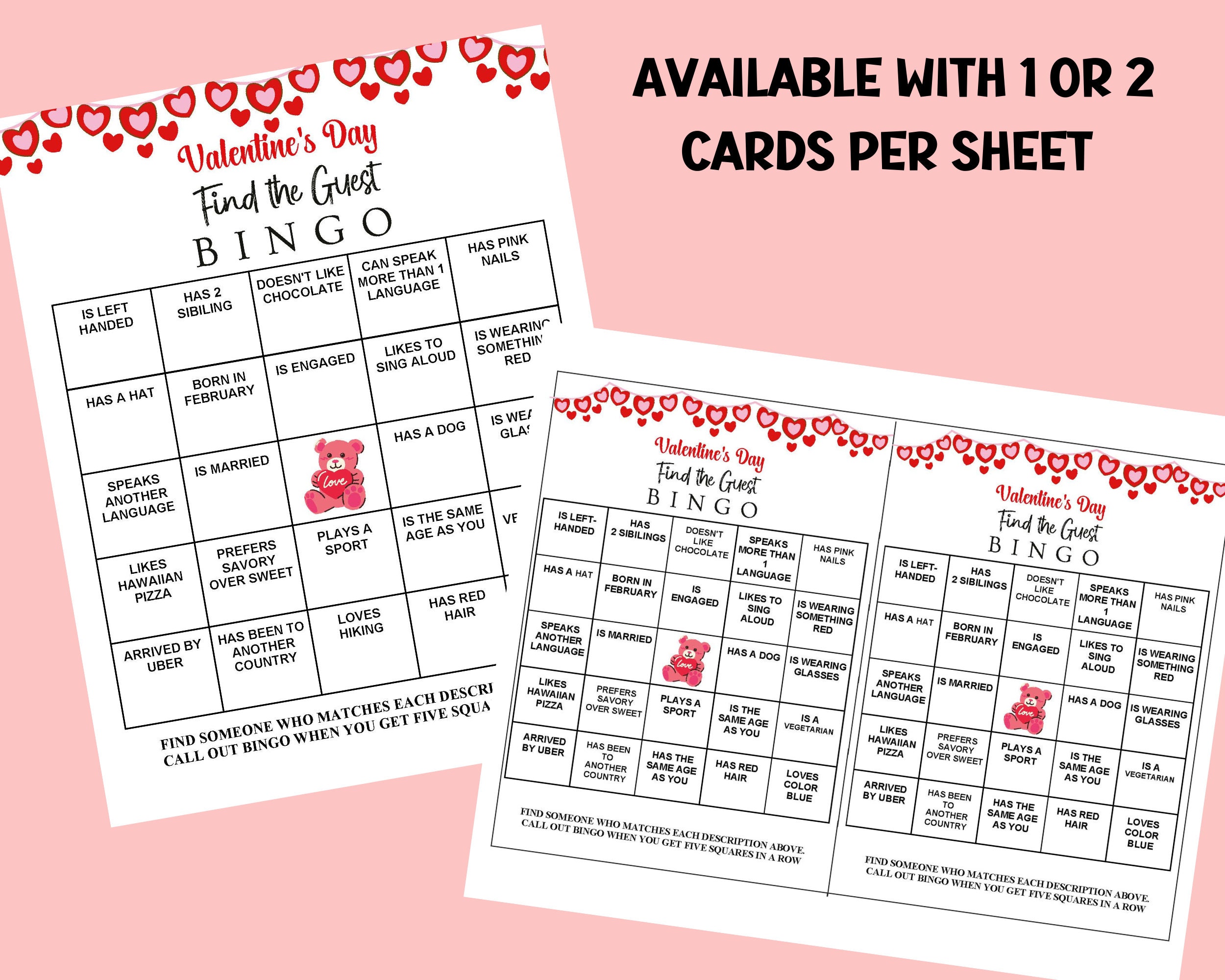 Valentines Find the Guest Bingo, Valentines Day Icebreaker Game ...
