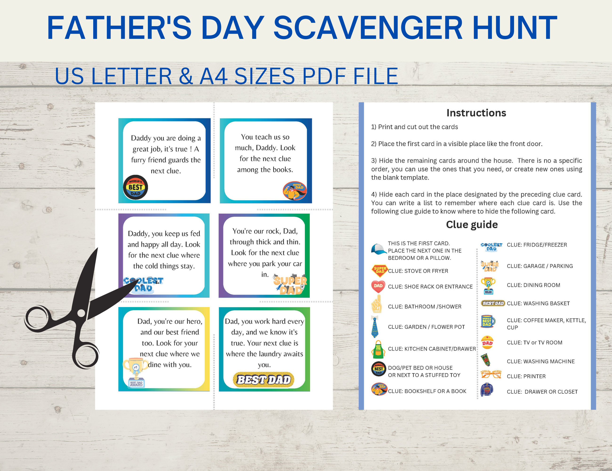 Father's Day Scavenger Hunt, Adult Scavenger Hunt, Treasure Hunt Game ...