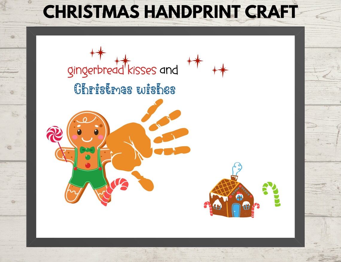 Christmas Cute Gingerbread Boy Handprint Craft Printable Keepsake ...