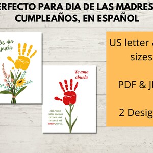 Mothers Day Handprint Art, Gift for Abuela in Spanish, Flowers Bouquet ...