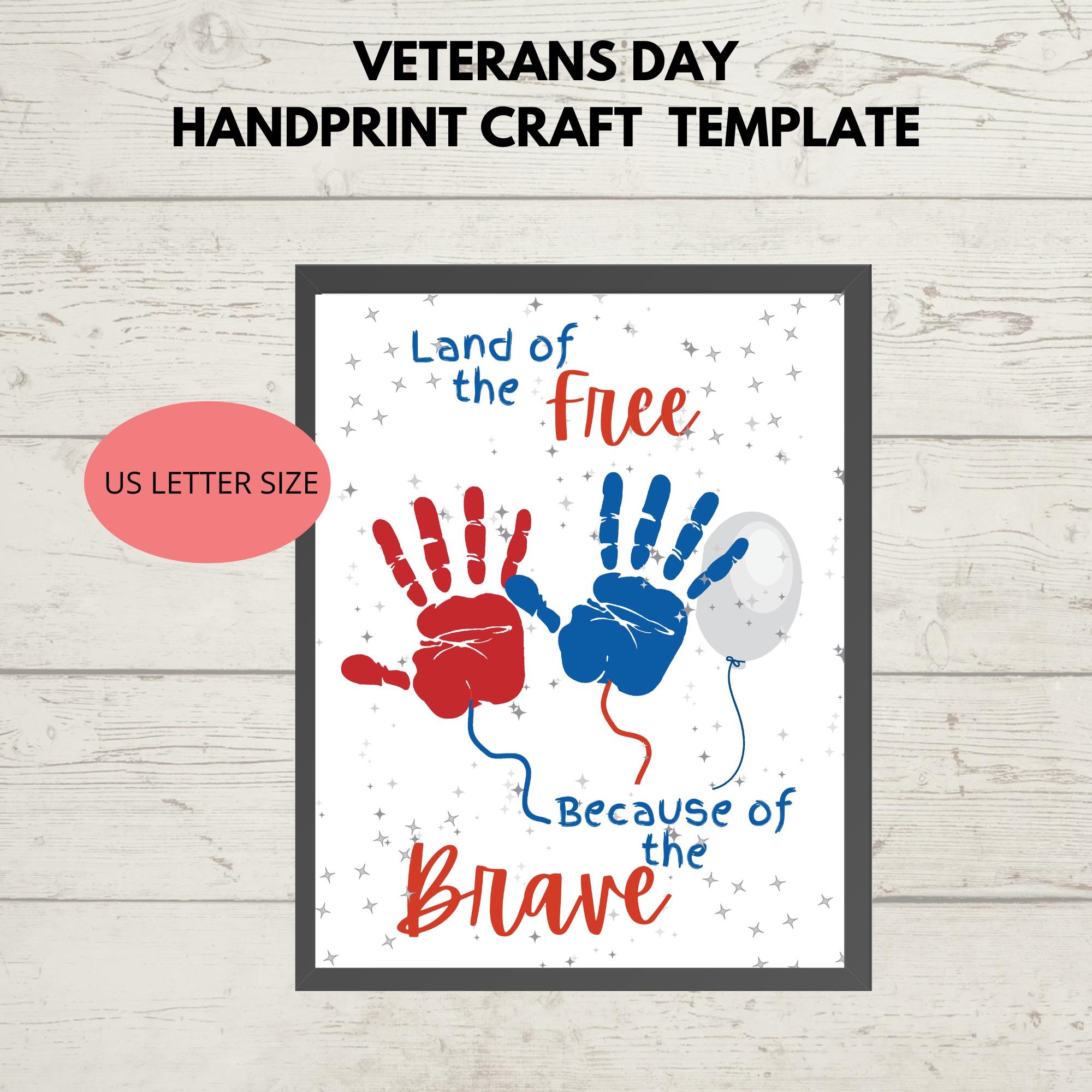 Veterans Day Handprint Art, Patriotic Handprint Craft, Land of the Free ...