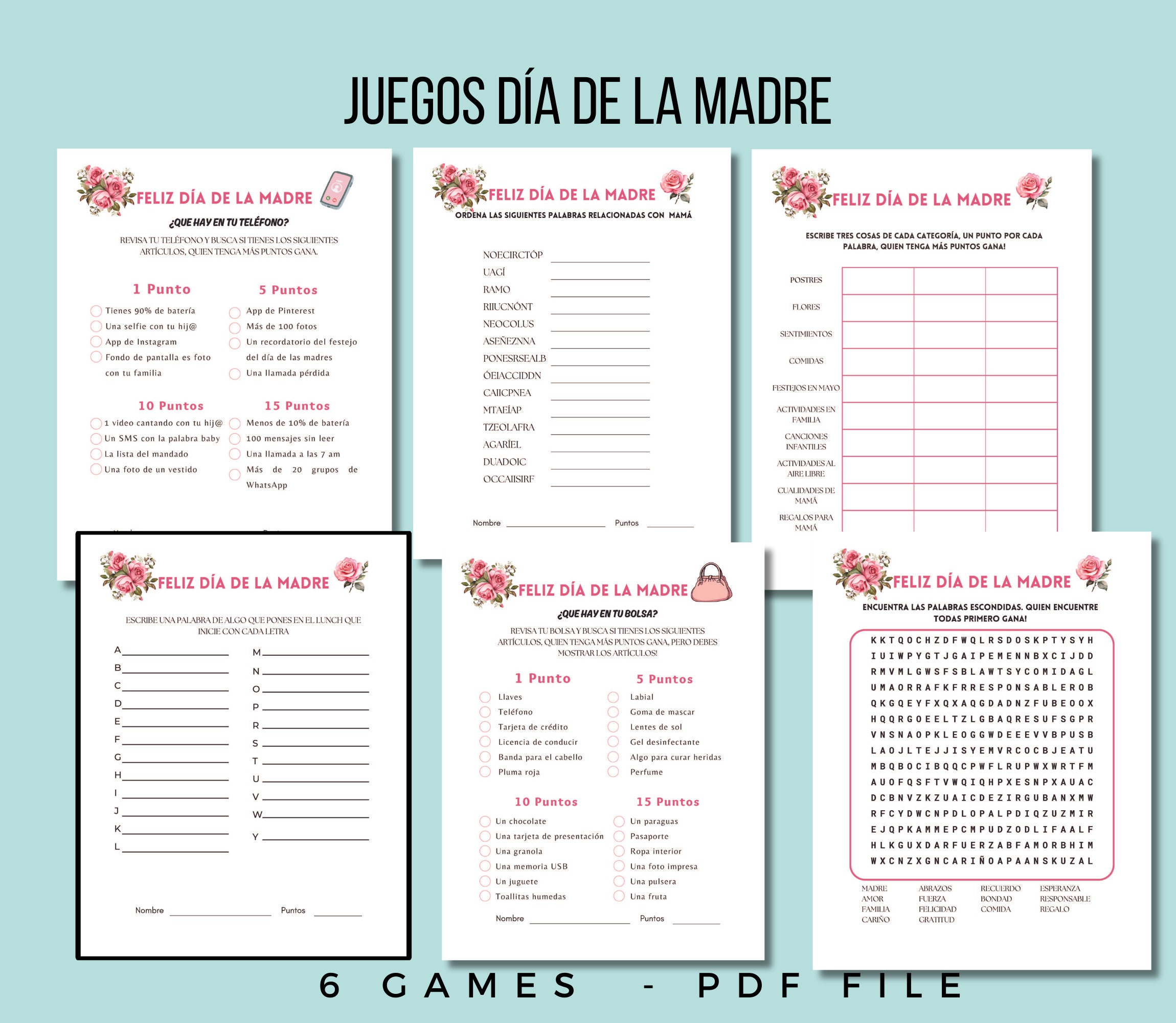 Mothers Day Game Bundle in Spanish, Mother Day Games in Spanish ...