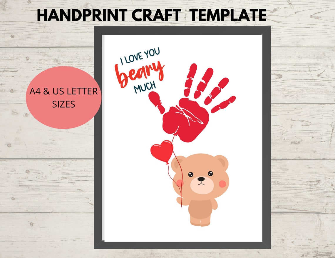 Cute Little Teddy Bear Handprint or Footprint Craft Printable ...