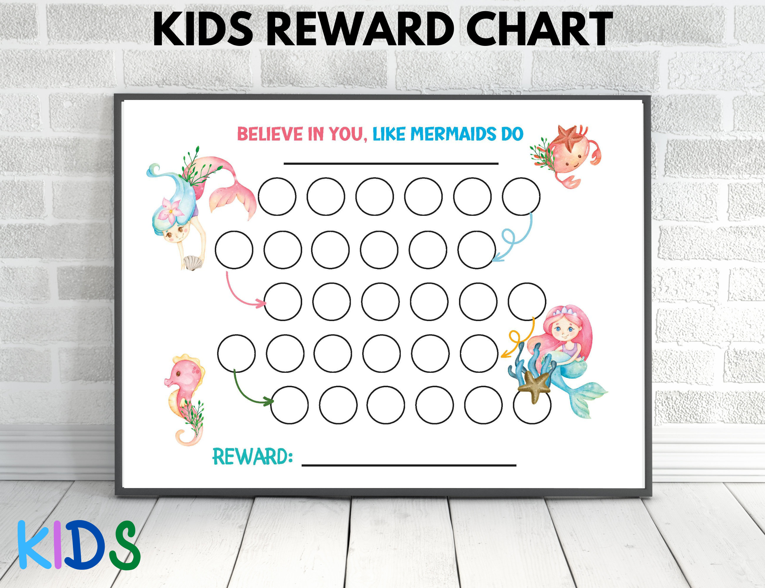 Mermaid Reward Chart for Kids Printable, Mermaid Behavior Chart, Kids ...