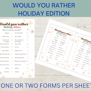 Winter Would You Rather, Holiday Edition, Printable Game - Etsy