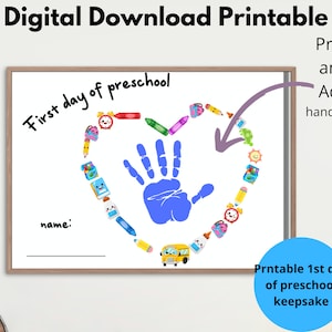 My First Day of Preschool Handprint Art Printable, Back to School ...