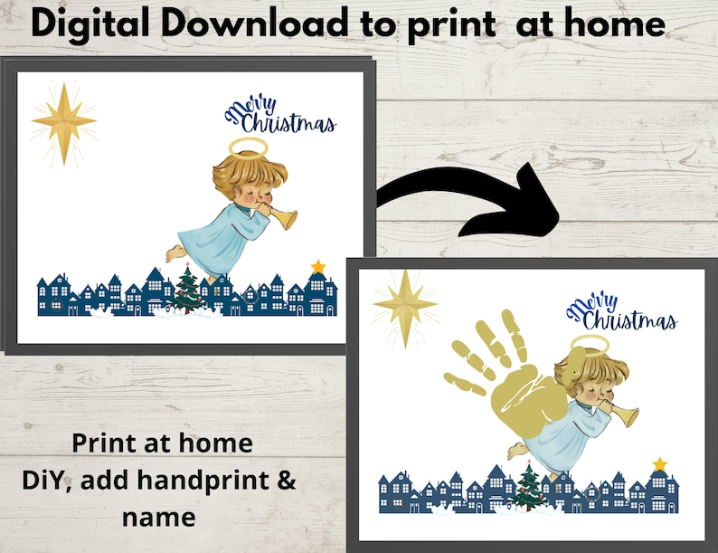Christmas Angel Handprint Craft Printable Keepsake, Christmas Handprint ...