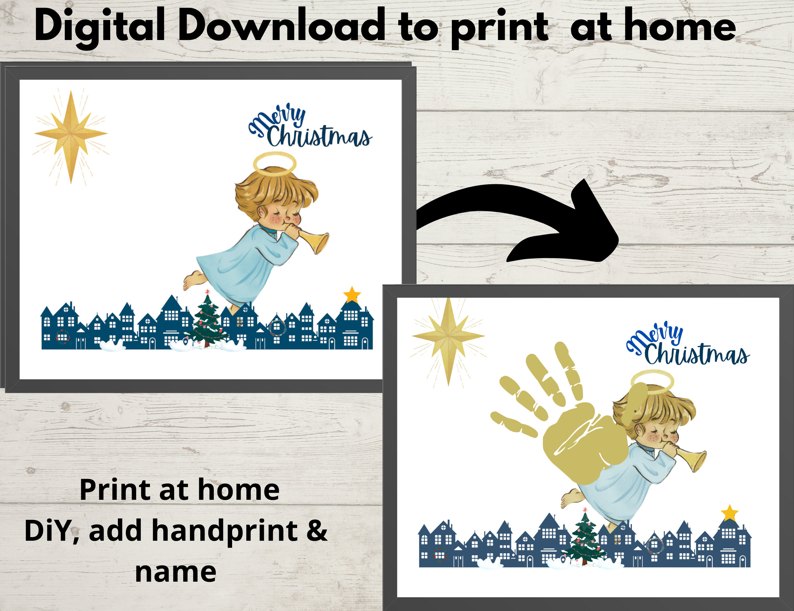 Christmas Angel Handprint Craft Printable Keepsake, Christmas Handprint ...