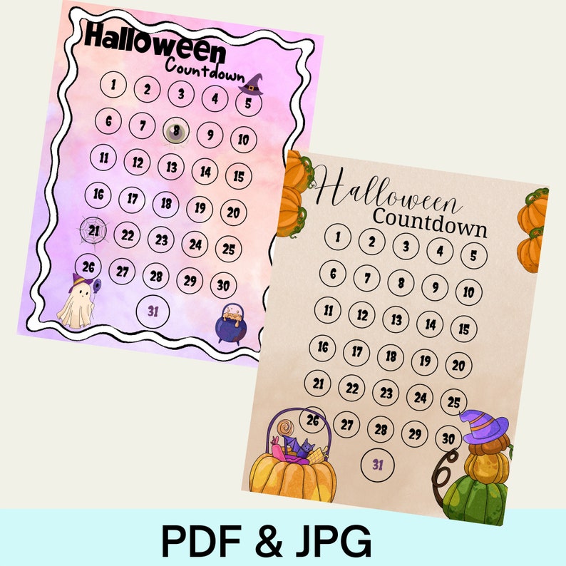 Halloween Countdown Printable, Halloween Advent Calendar - Etsy