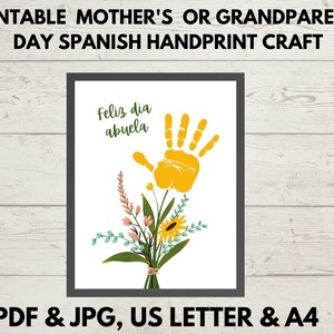 Mothers Day Handprint Art, Gift for Abuela in Spanish, Flowers Bouquet ...