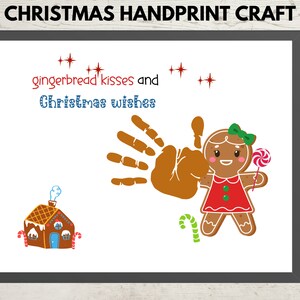 Christmas Cute Gingerbread Girl Handprint Craft Printable Keepsake ...