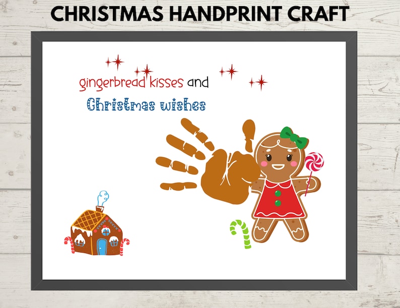 Christmas Cute Gingerbread Girl Handprint Craft Printable Keepsake ...