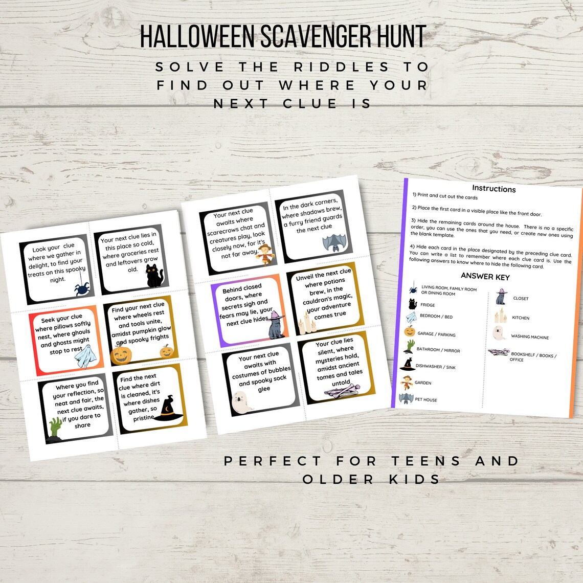 Halloween Scavenger Hunt for Teens and Adults, Halloween Family Game ...