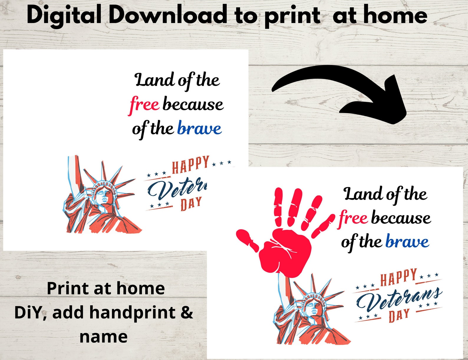 Veterans Day Handprint Art Bundle, Thank You Veteran Handprint Craft ...