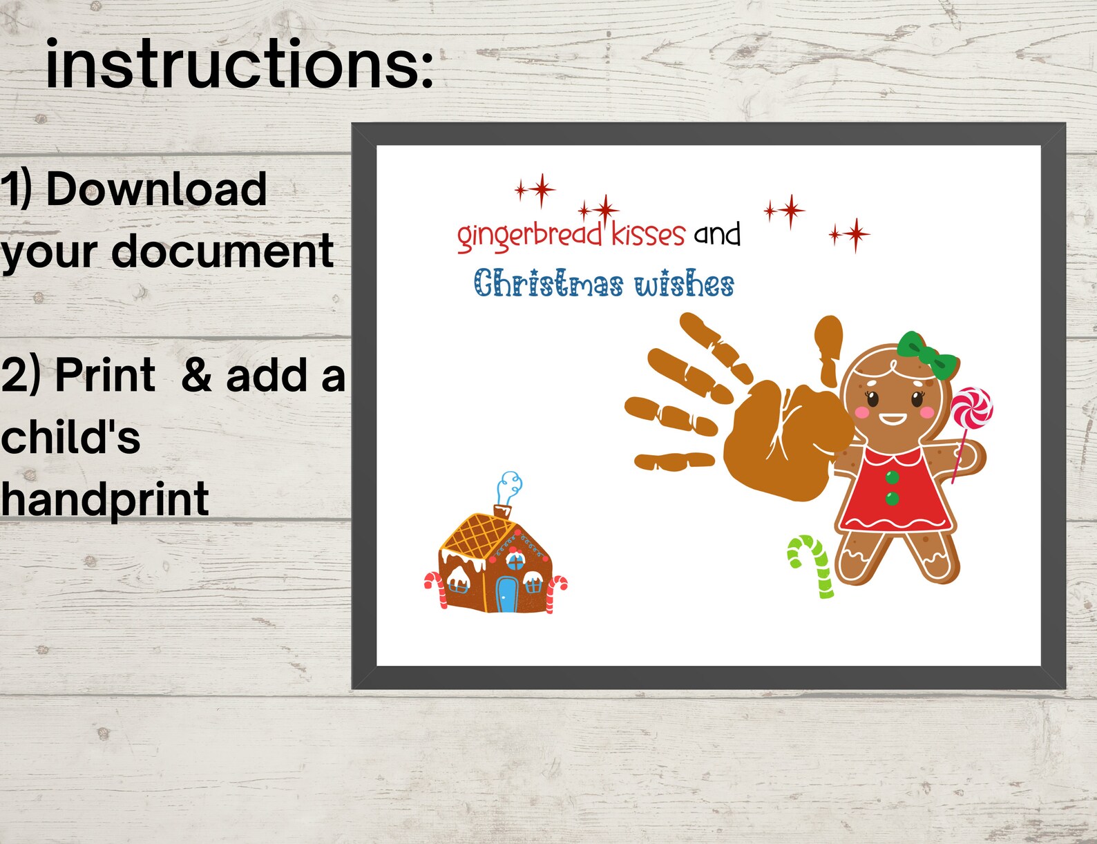 Christmas Cute Gingerbread Girl Handprint Craft Printable Keepsake ...