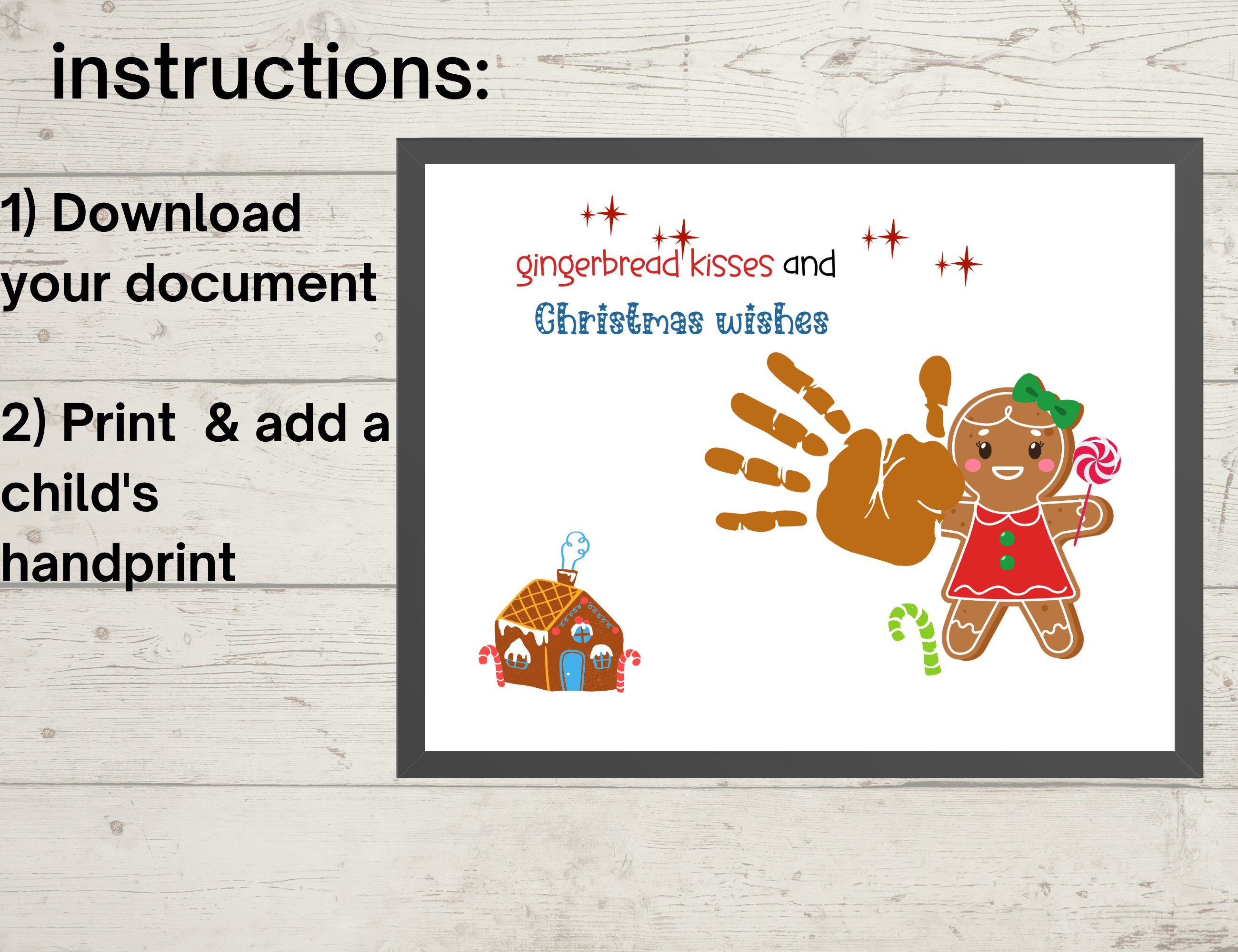 Christmas Cute Gingerbread Girl Handprint Craft Printable Keepsake ...