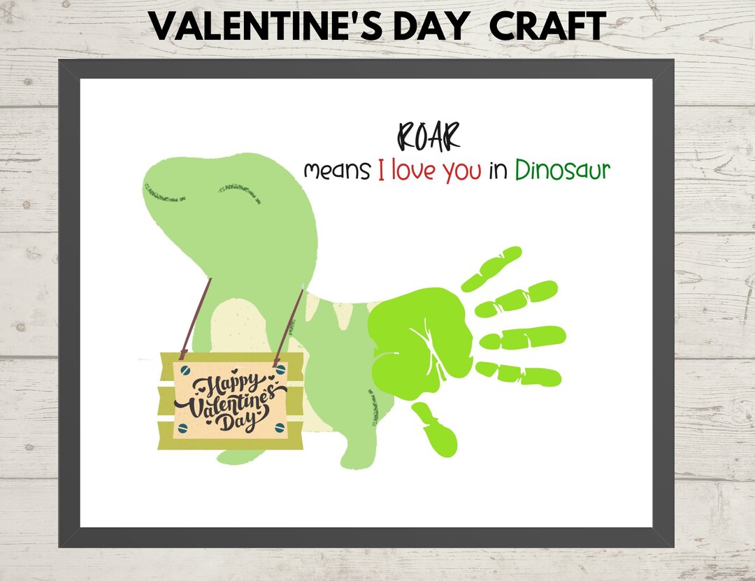 Dinosaur Valentines Day Handprint or Footprint Craft Printable, Daycare ...