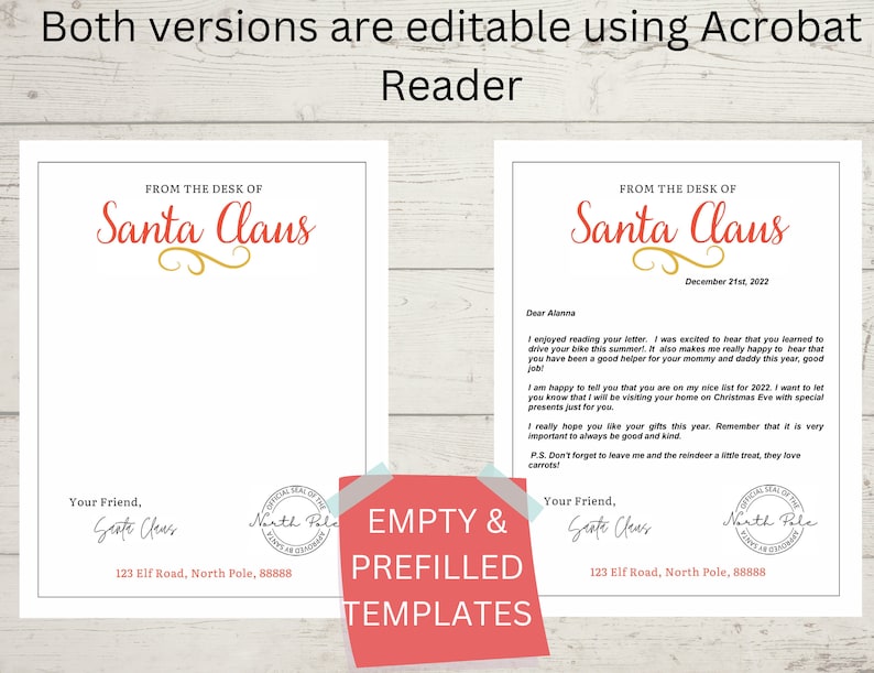 Letter From Santa, Editable Letter From Santa Claus, Personalized Santa ...
