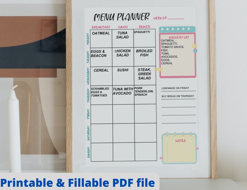 Weekly Meal Planner, Menu Planner Printable, Editable Meal Planner ...