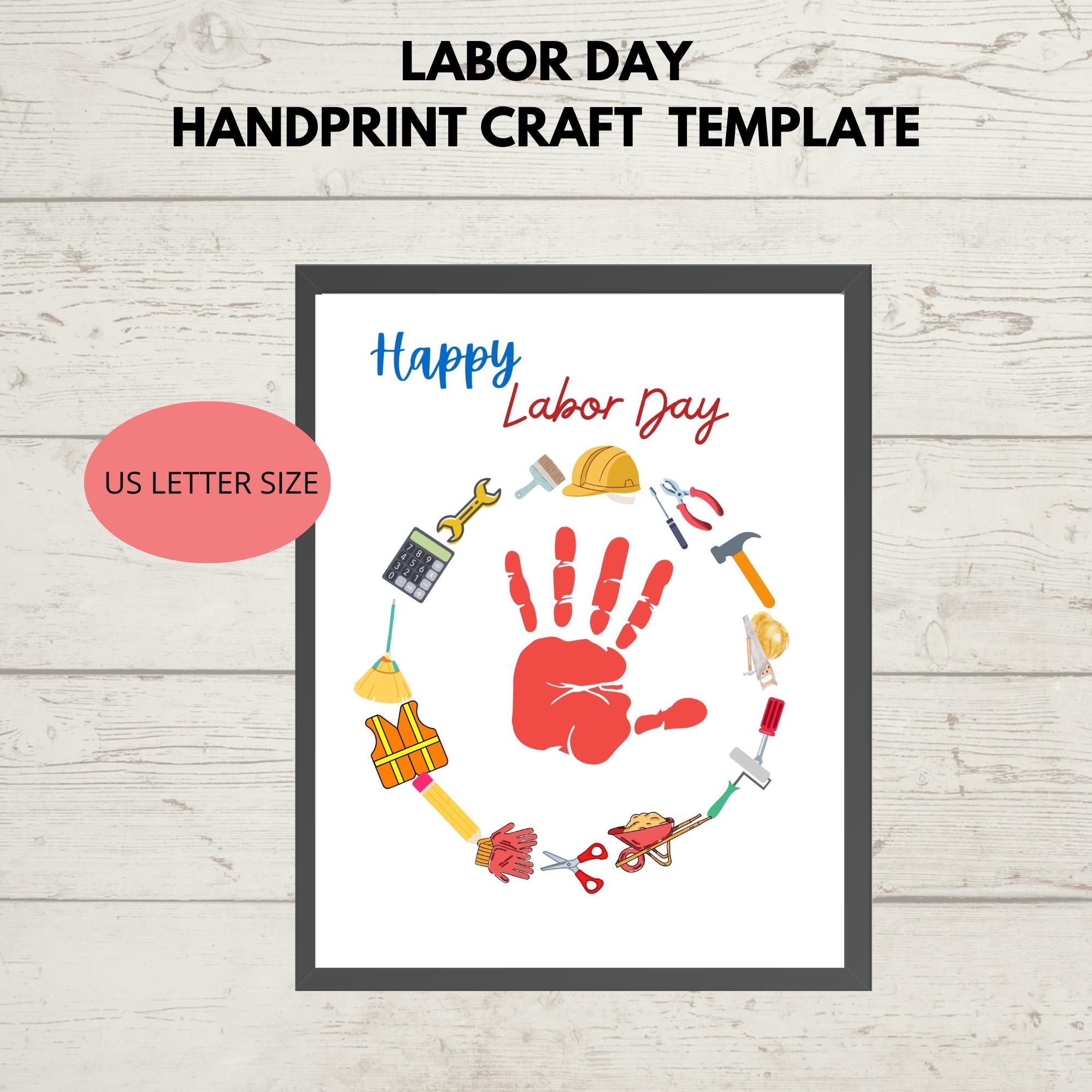 Labor Day Craft, Handprint Craft, Labor Day Thank You Printable ...