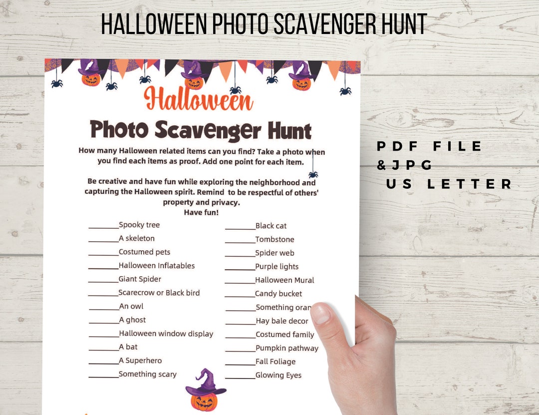 Halloween Photo Scavenger Hunt for Teens and Adults, Halloween Family ...