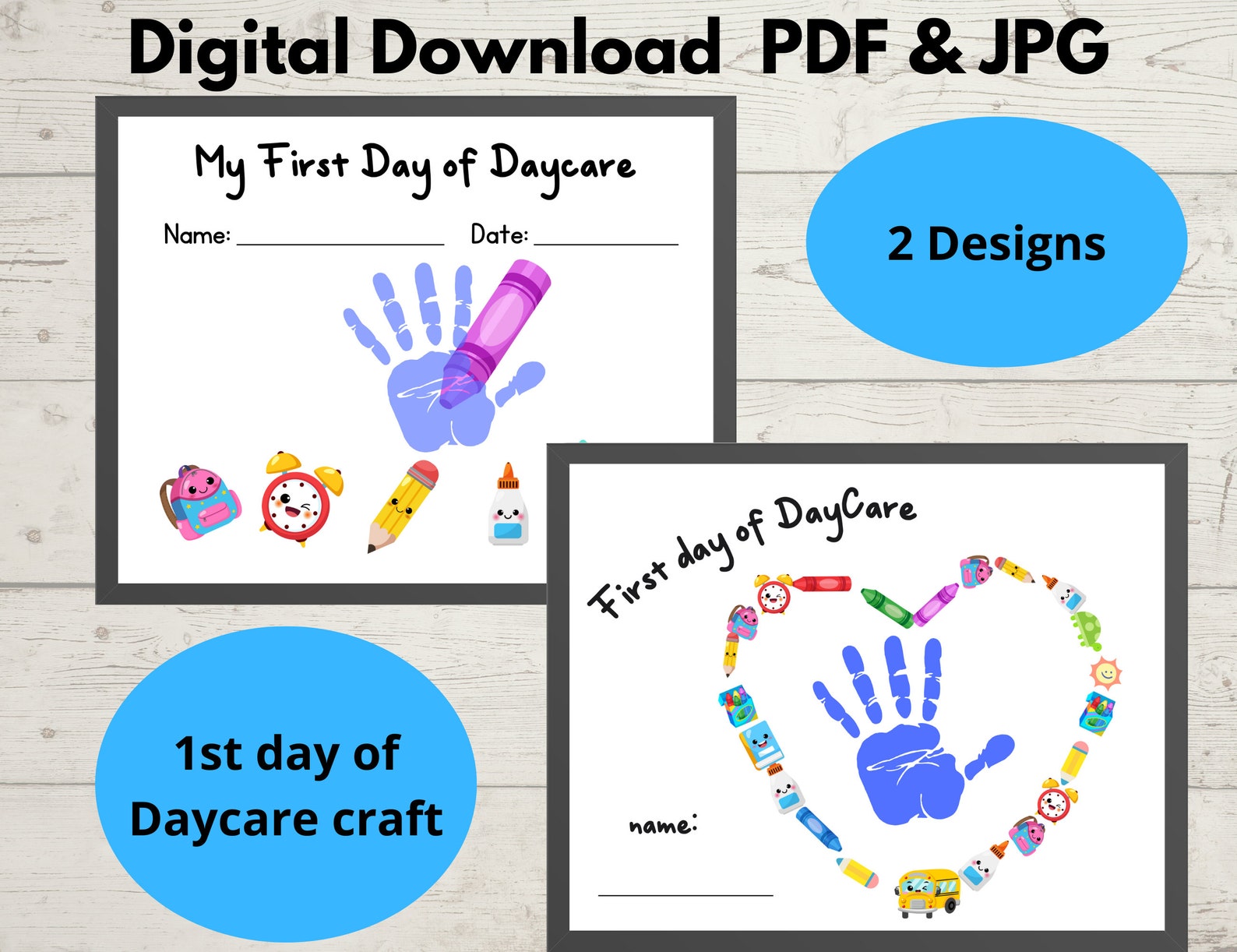 My First Day of Daycare Handprint Art Printable, Back to School ...