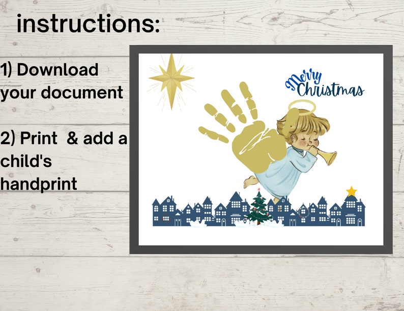 Christmas Angel Handprint Craft Printable Keepsake, Christmas Handprint ...