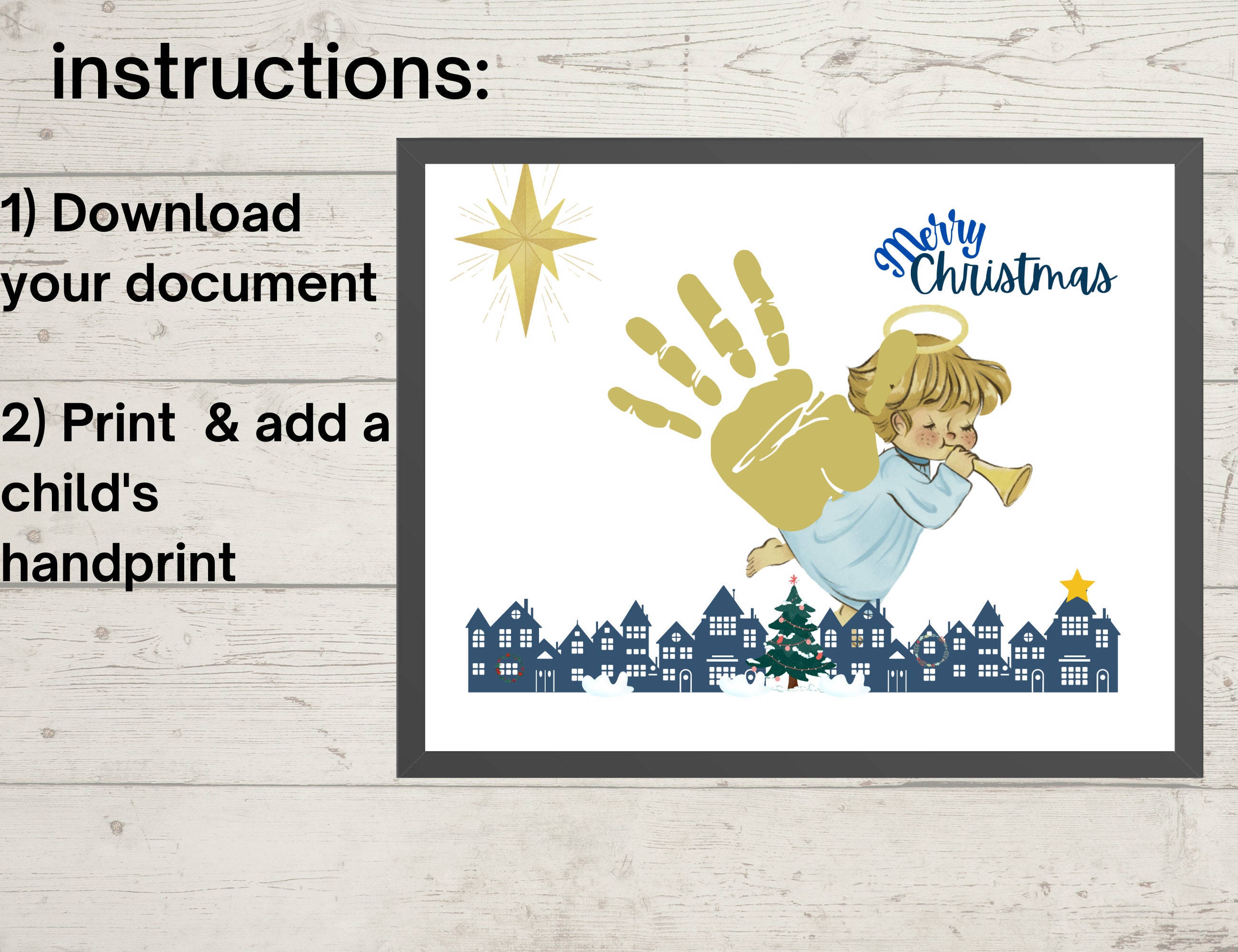 Christmas Angel Handprint Craft Printable Keepsake, Christmas Handprint ...