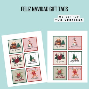 Printable Gift Tags Feliz Navidad, Merry Christmas Printable Gift Tags ...