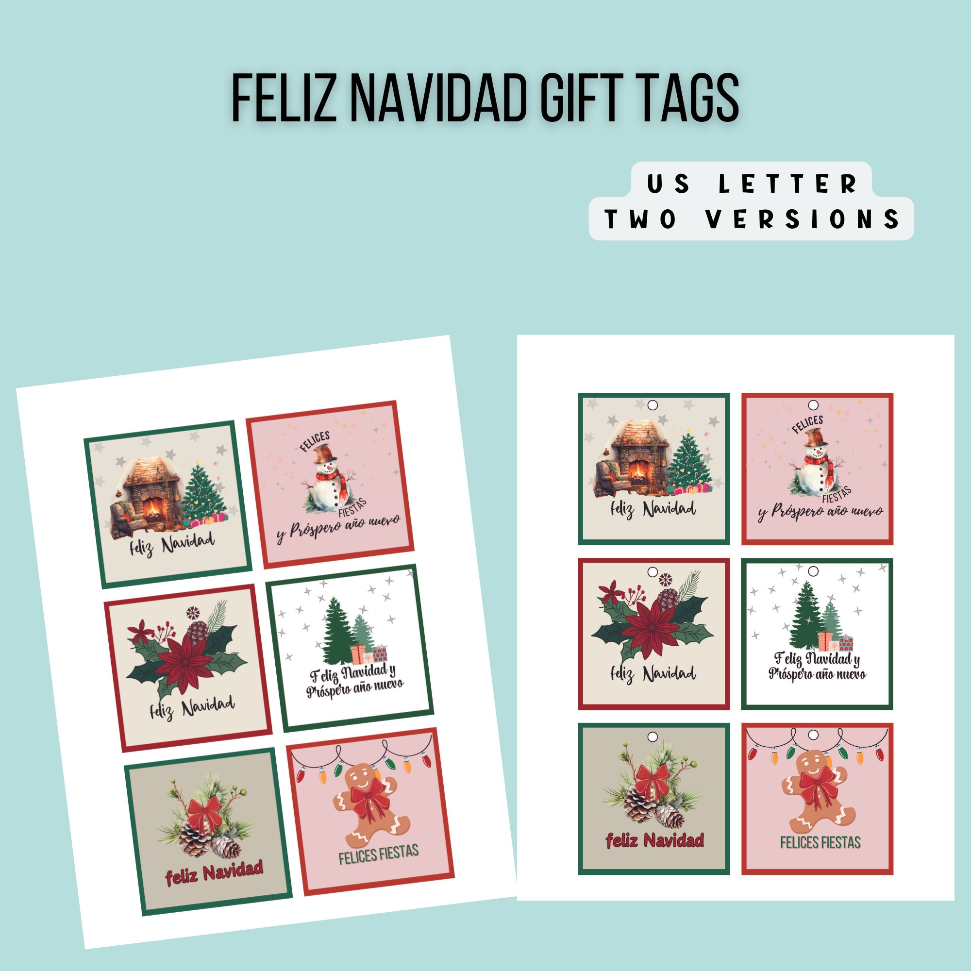 Printable Gift Tags Feliz Navidad, Merry Christmas Printable Gift Tags ...