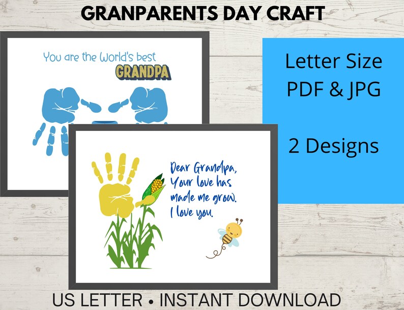 Grandparents Day Handprint Grandpa Handprint Craft Gift, Grandfather ...