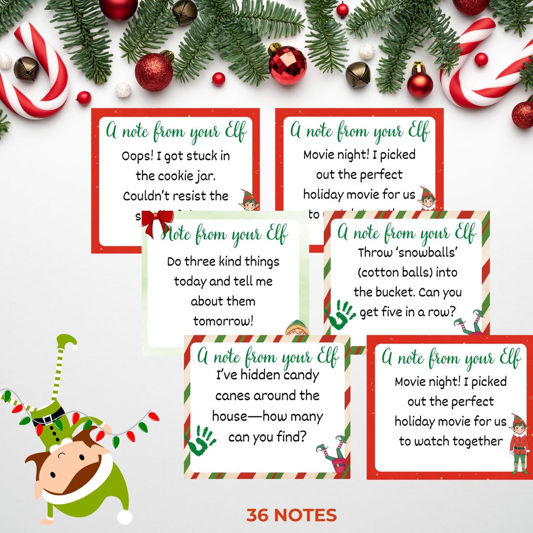 Printable Christmas Elf Notes for Kids, Funny Holiday Messages, Elf ...