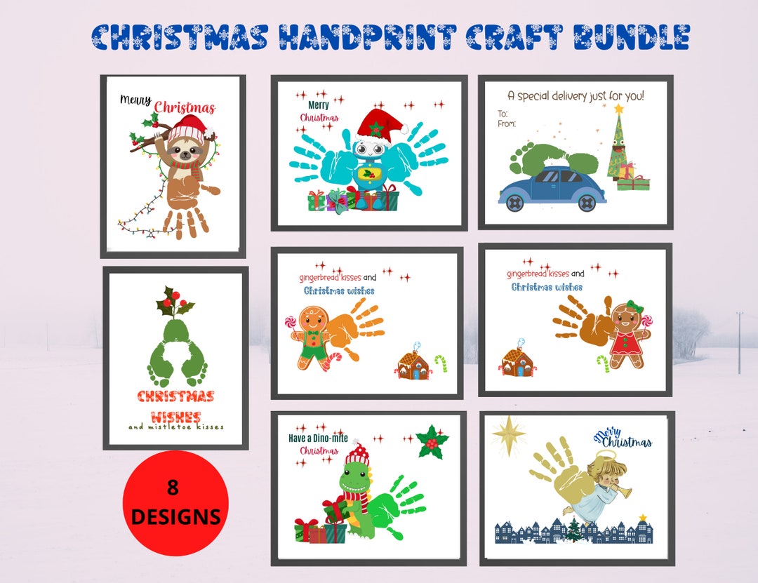 Christmas Cute Handprint Craft Bundle, Printable Keepsake, Christmas ...