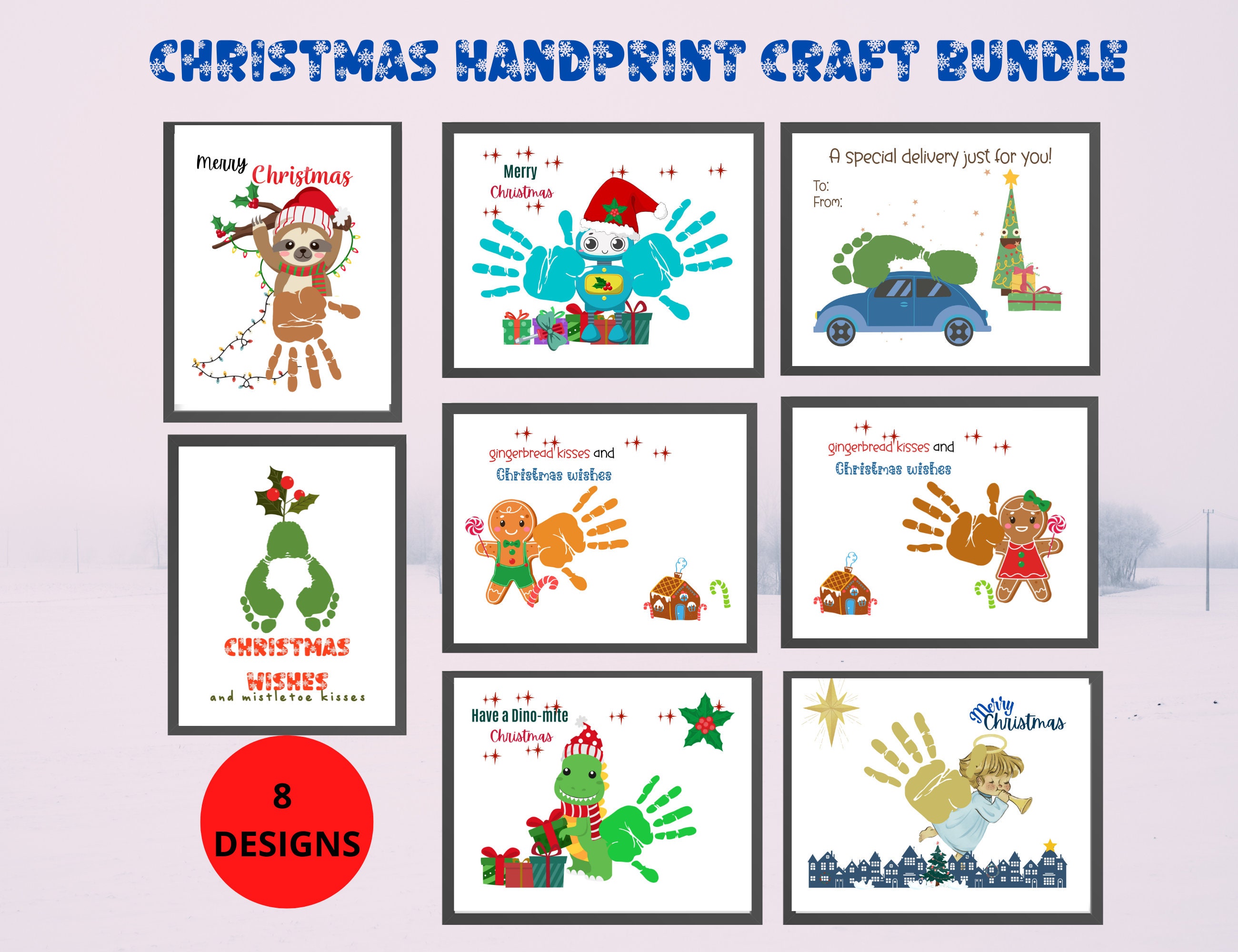 Christmas Cute Handprint Craft Bundle, Printable Keepsake, Christmas ...