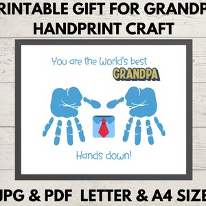 Grandparents Day Handprint Grandpa Handprint Craft Gift, Grandfather ...