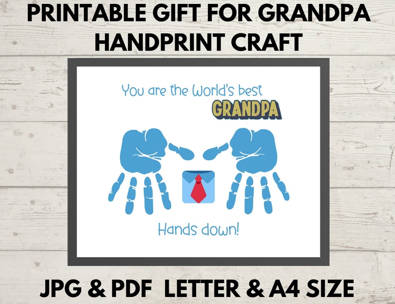 Grandparents Day Handprint Grandpa Handprint Craft Gift, Grandfather ...