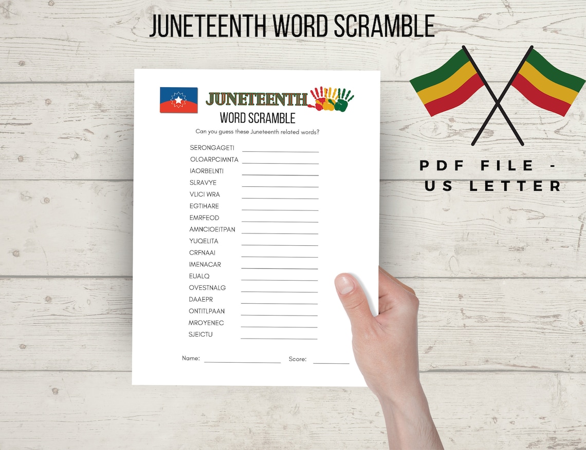 Juneteenth Word Scramble Game Printable, Party or School Emancipation ...