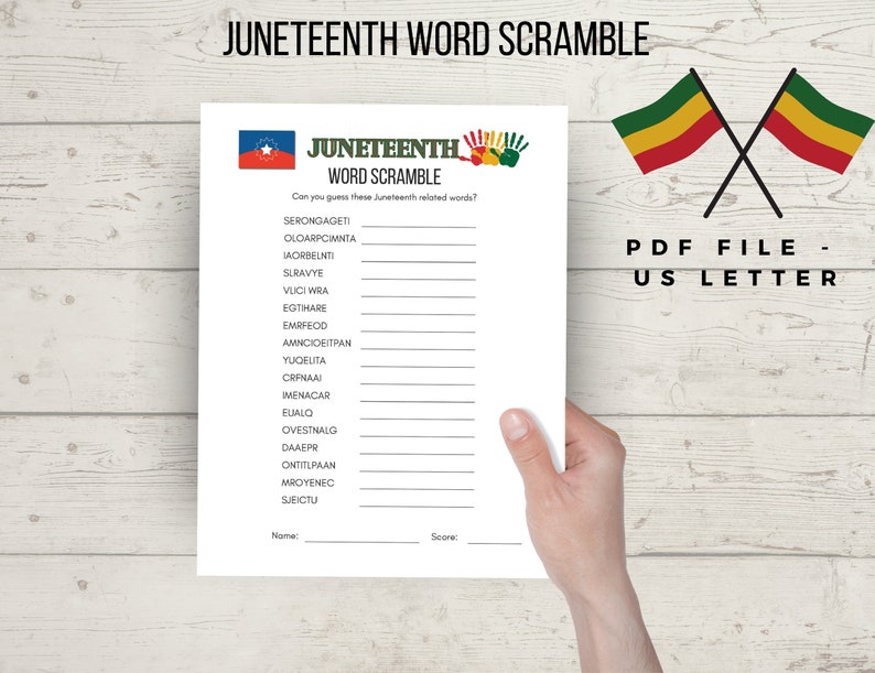 Juneteenth Word Scramble Game Printable, Party or School Emancipation ...
