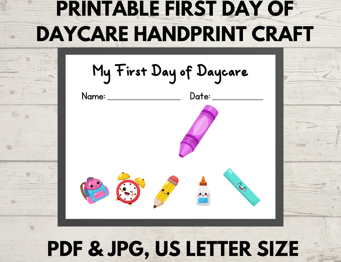 My First Day of Daycare Handprint Art Printable Back to - Etsy
