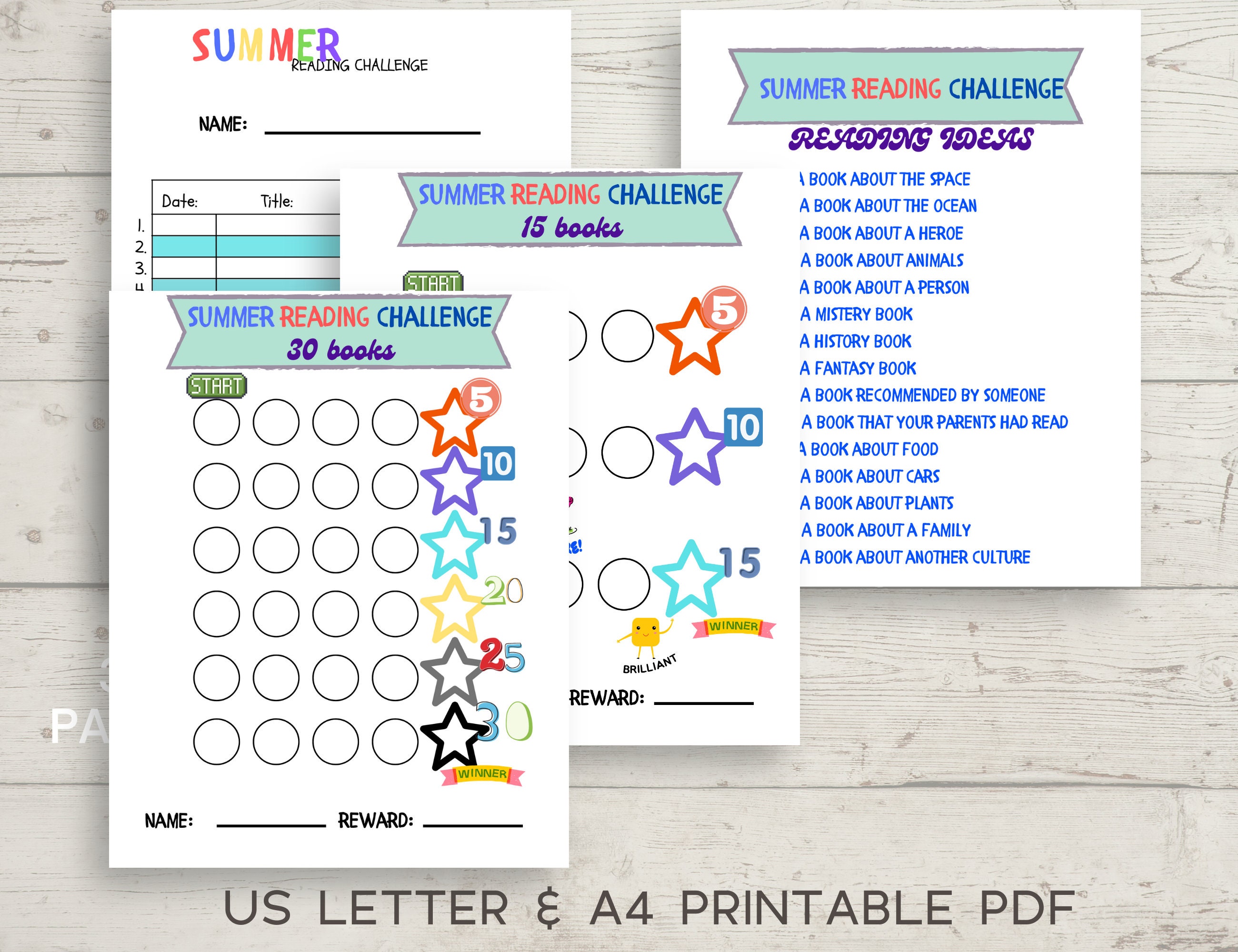 Summer Reading Challenge for Kids Summer Reading Tracker - Etsy