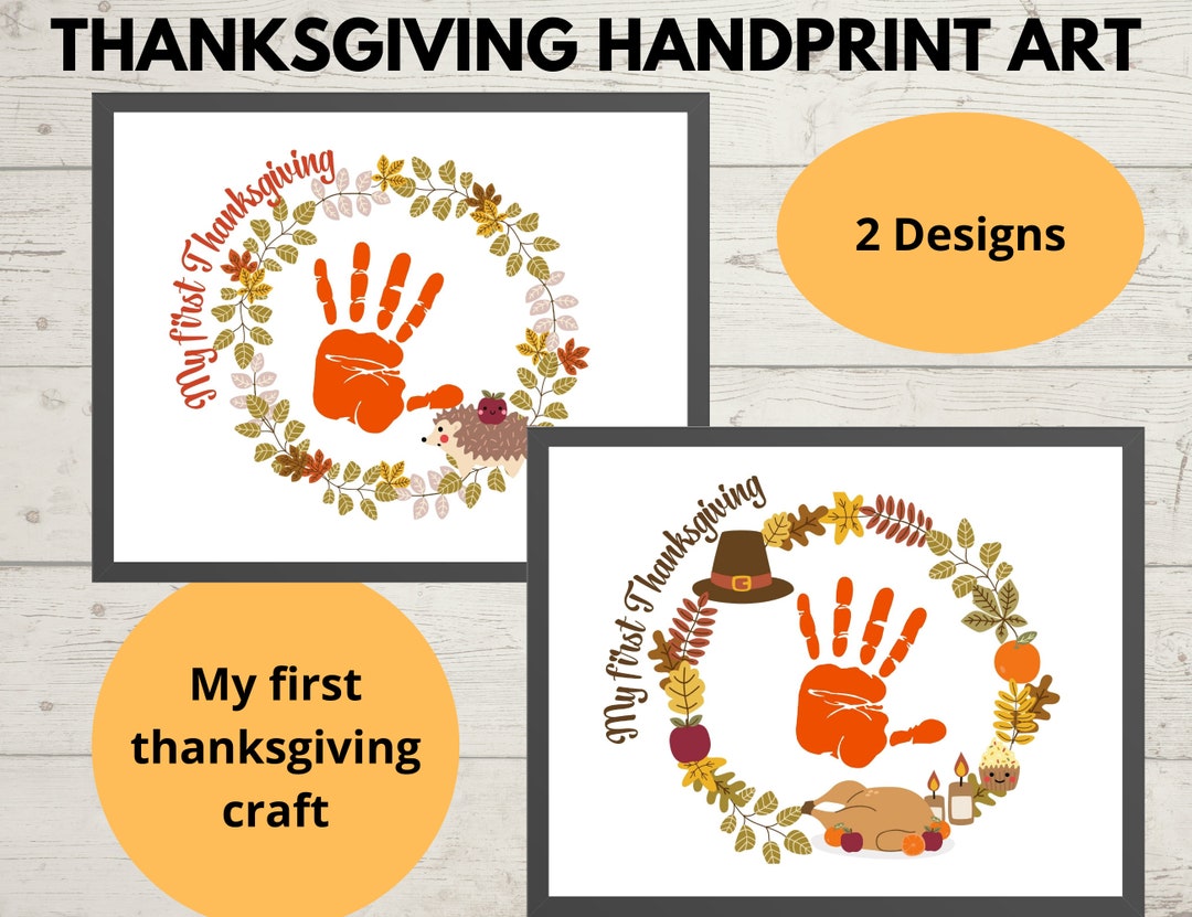 My First Thanksgiving Handprint Art Printable, Thanksgiving Activity ...
