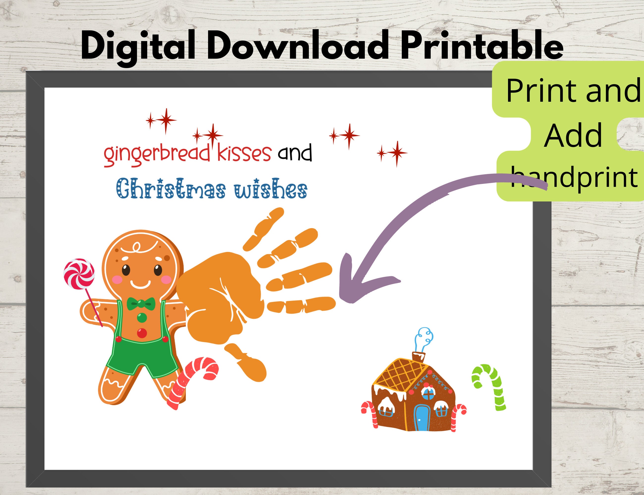 Christmas Cute Gingerbread Boy Handprint Craft Printable Keepsake ...