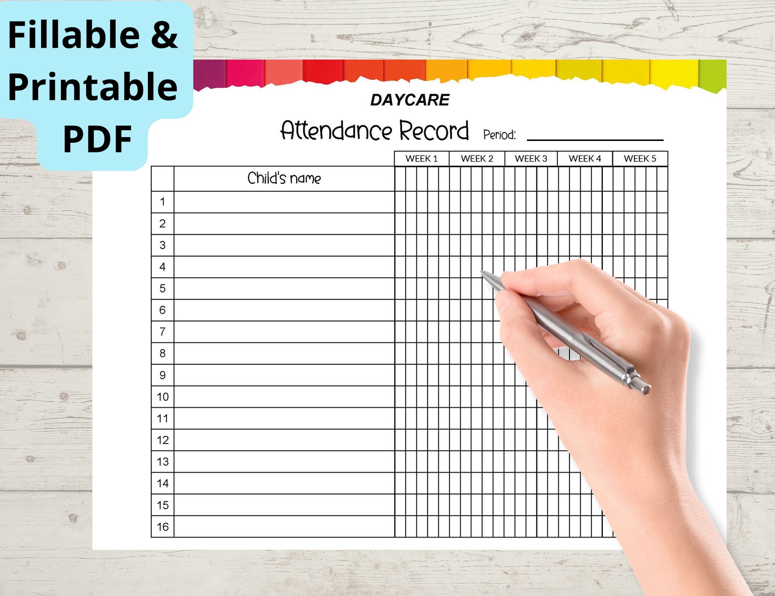Daycare Monthly Attendance Sheet, Attendance Tracker Editable for ...