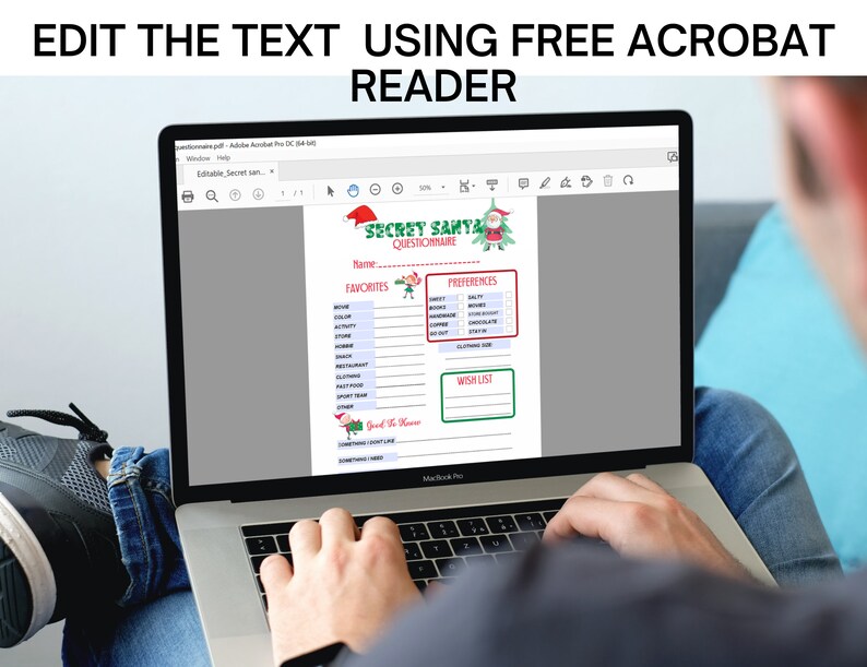 Secret Santa Questionnaire Printable, Secret Santa Form, Christmas Gift ...