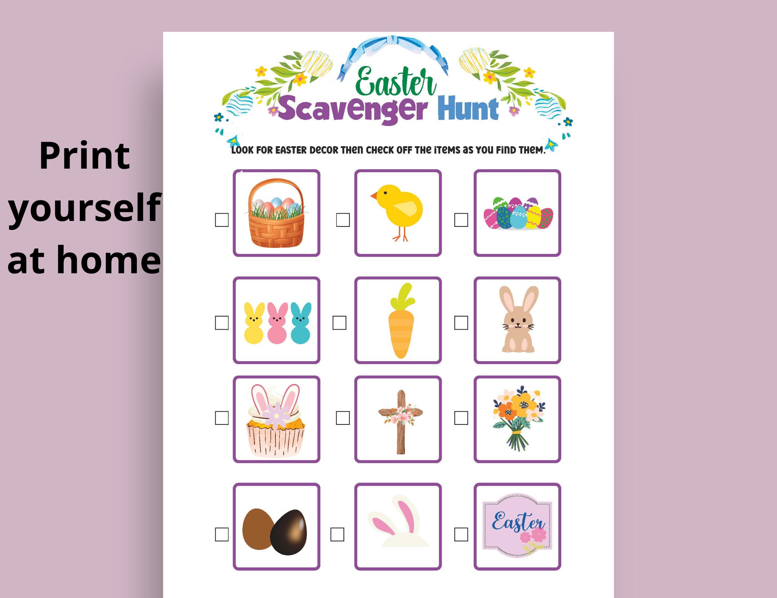 Easter Scavenger Hunt for Kids, Includes Cards for Indoor Game, Easter ...